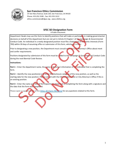 File the SEI Designation Form – San Francisco Ethics Commission